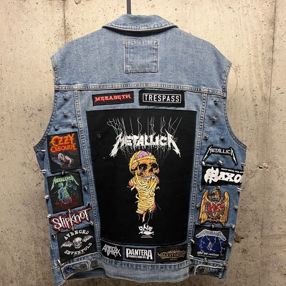 Jackets & Coats | New Custom Metallica Studded Metal Battle Vest ...